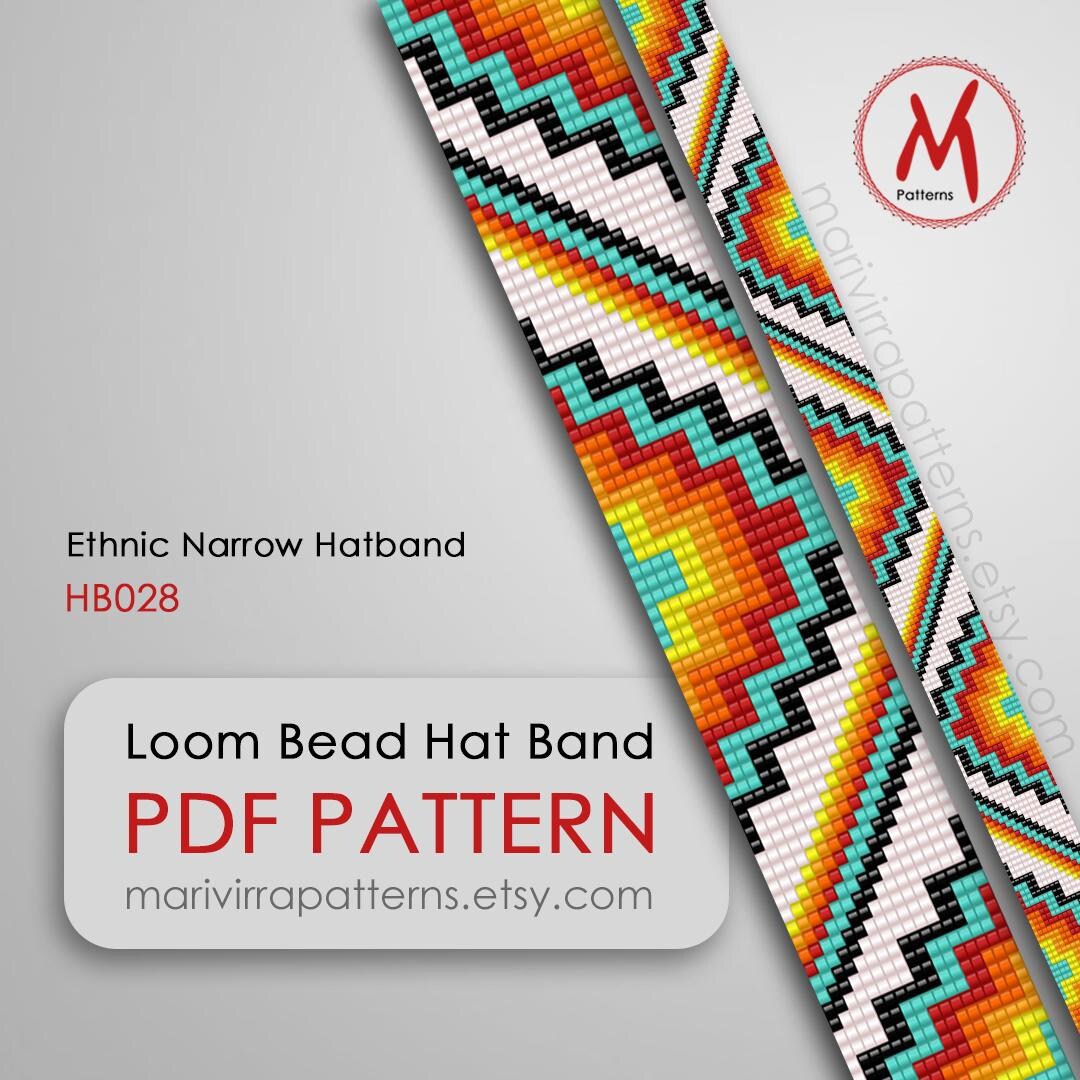 Ethnic Narrow Bead Pattern for Hat Band, Loomed Stitch, Native American ...