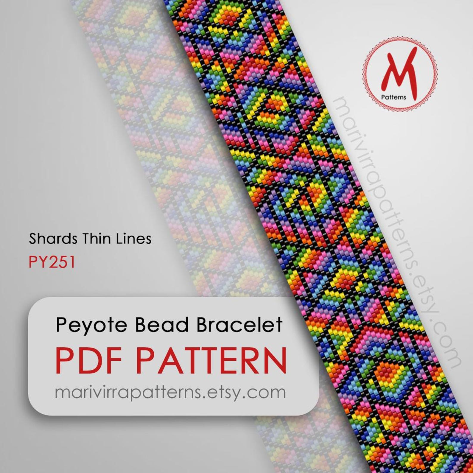 Shards Peyote Patterns Set for Bracelets - Odd Count Stitch, Rainbow ...