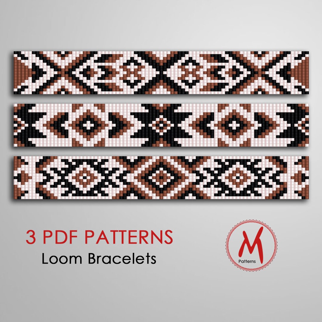 Brown Loom Bead Patterns for Bracelets Set of 3 Pattern - Etsy