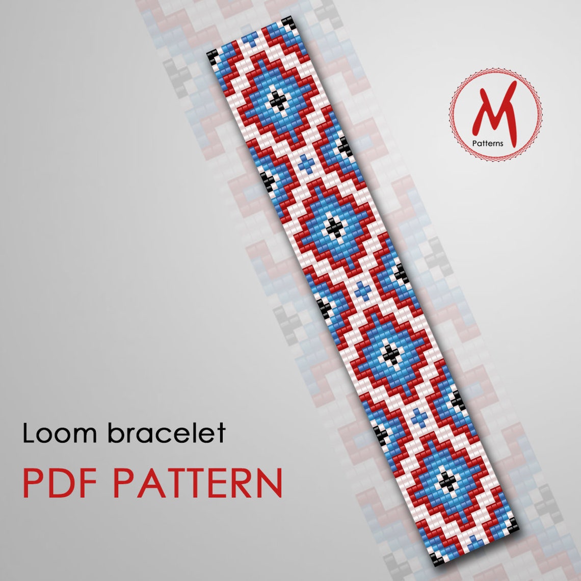Aztec Blue Loom Bead Pattern for Bracelet Native Inspired - Etsy