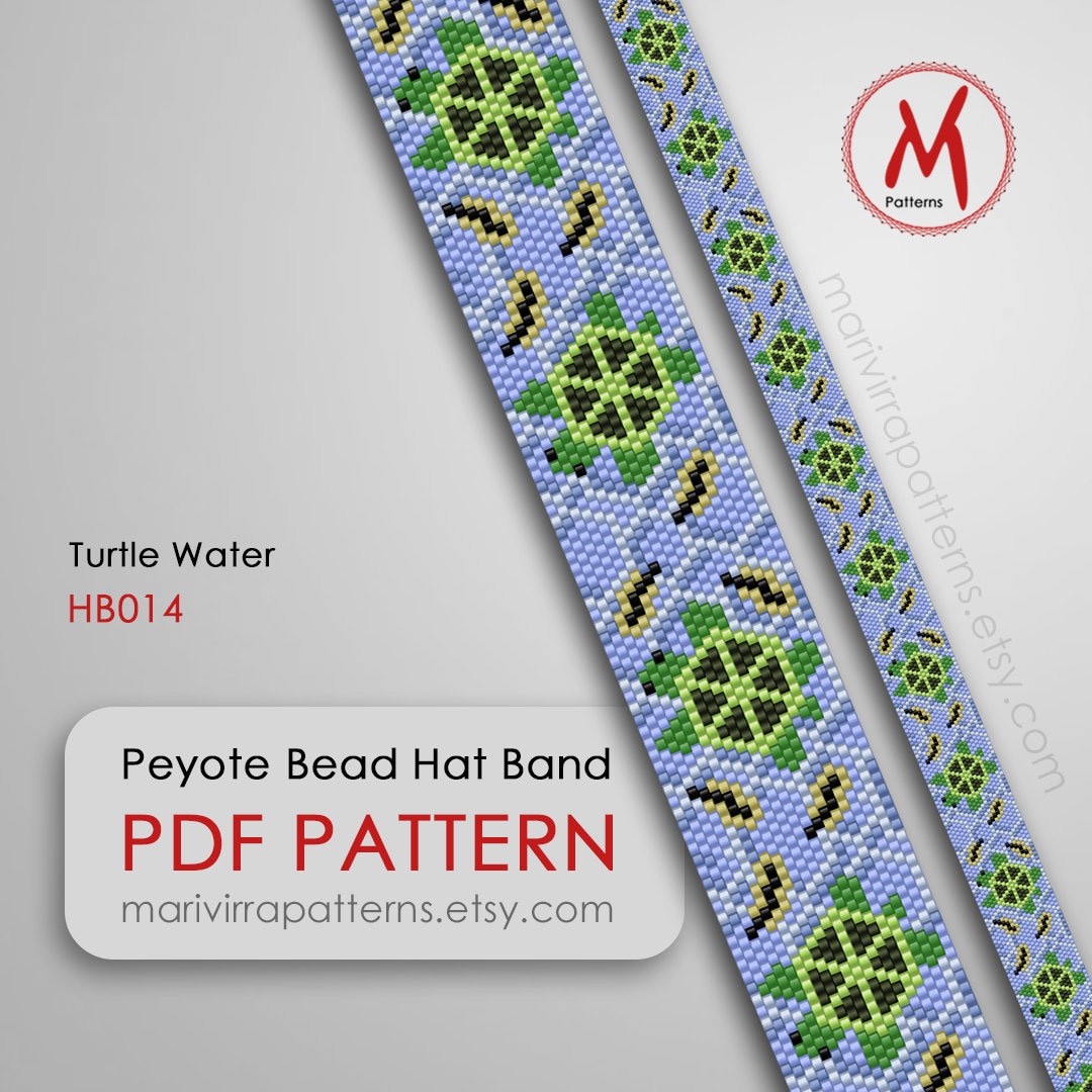 Turtle in Water Peyote Bead Pattern for Hat Band, Even Count, Turtle ...