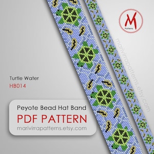 Turtle in Water Peyote Bead Pattern for Hat Band, Even Count, Turtle ...