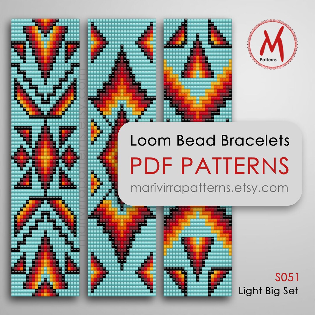 Light Big Set Loom Bead Patterns for Bracelets - Set of 3 Pattern ...