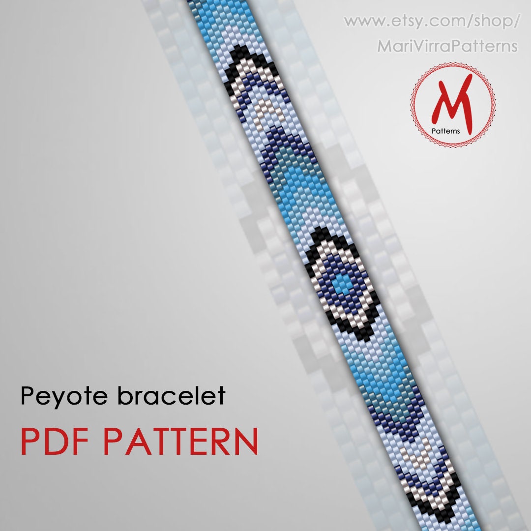 Winter Sky Small Peyote Bead Pattern for Bracelet Blue Turquoise, Odd ...