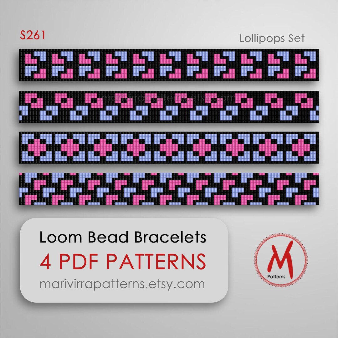 Lollipops Loom Stitch Pattern Set of 4 Bead Loom Bracelets - Pink ...