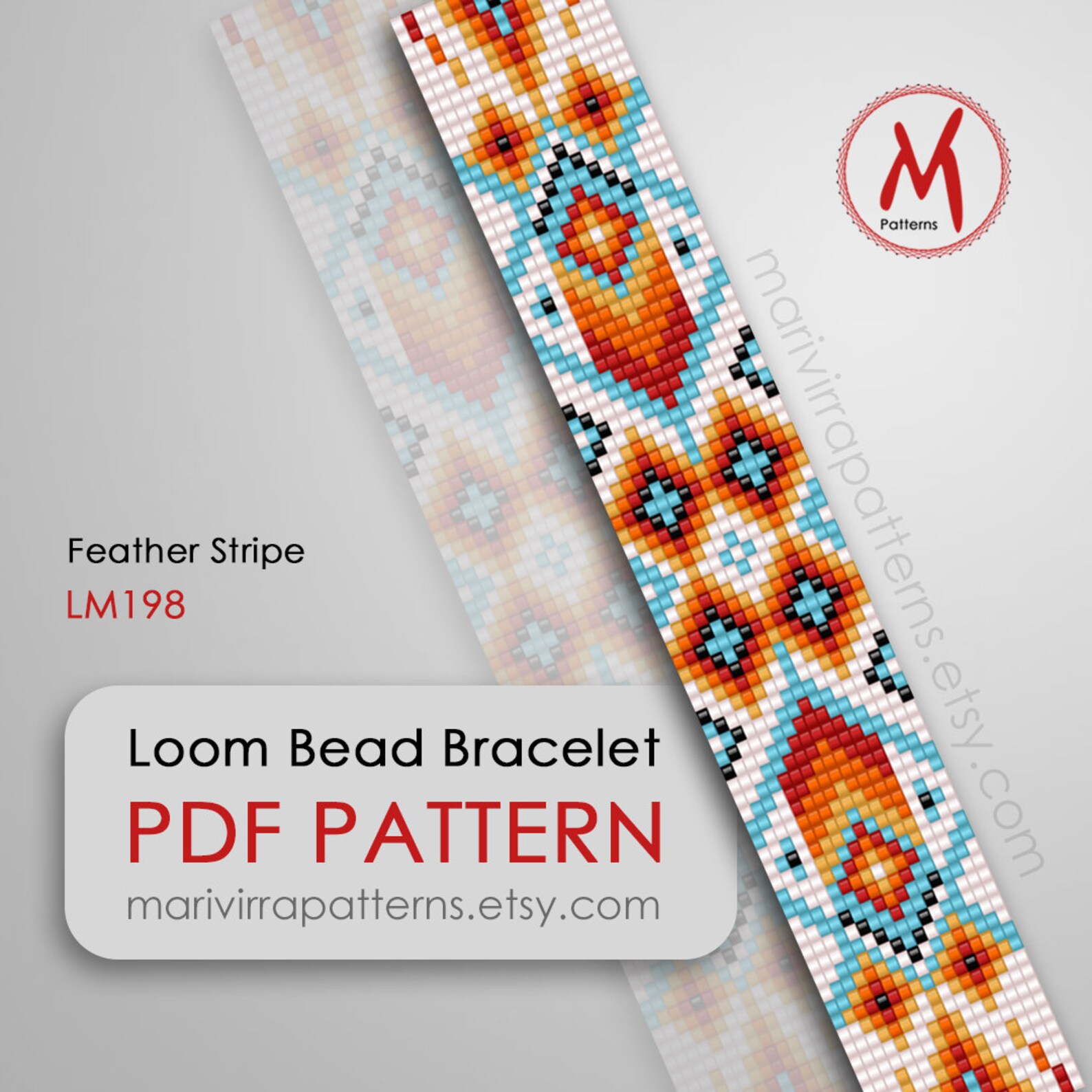 Feather Stripe Loom Bead Pattern for Bracelet - South West, Native ...