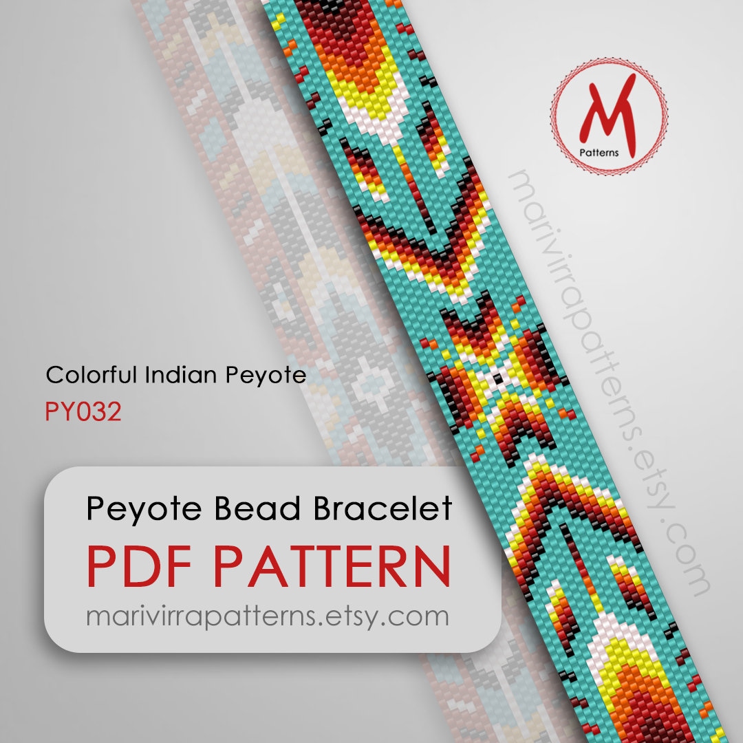 Colorful Indian Peyote Bead Pattern for Bracelet - Native Inspired, Weaving Style Jewelry ...