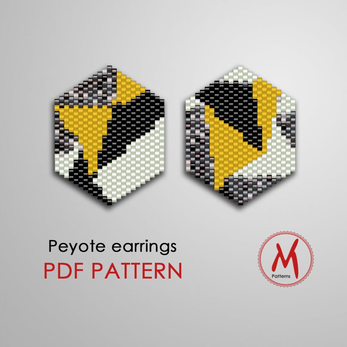 Abstract Peyote bead pattern for earrings yellow geometry | Etsy