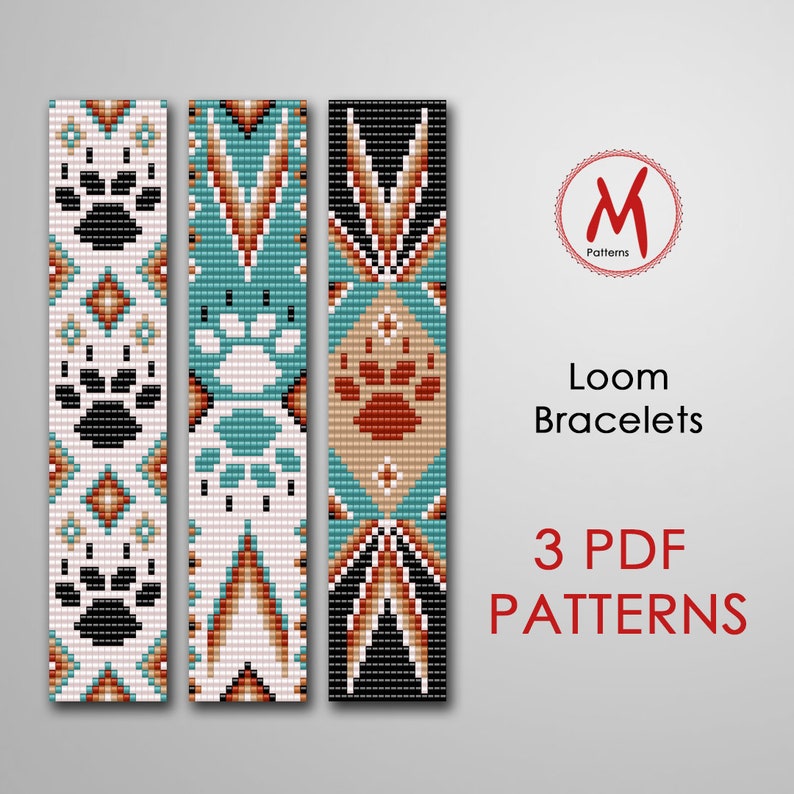 Paw Set Loom Bead Patterns for Bracelets Set of 3 Pattern - Etsy
