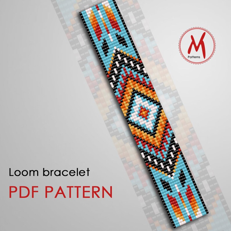 Indian Stripe Loom Bead Pattern for Bracelet Ethnic Aztec - Etsy