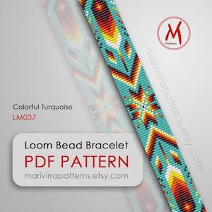 Colorful Turquoise Loom Bead Pattern for Bracelet, Native Inspired ...
