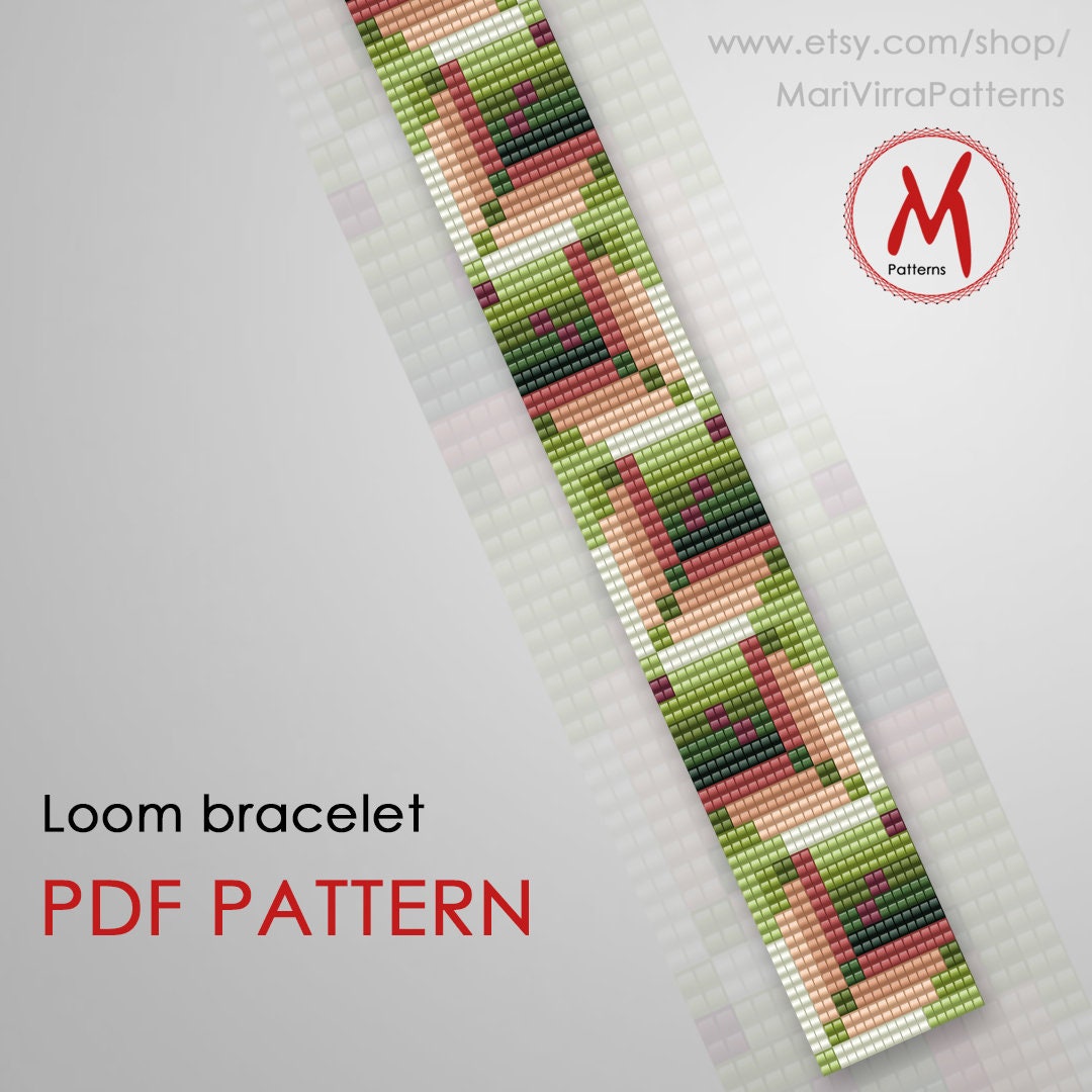 Calla Green Loom Bead Pattern for Bracelet, Rose Green, Ombre Geometry ...