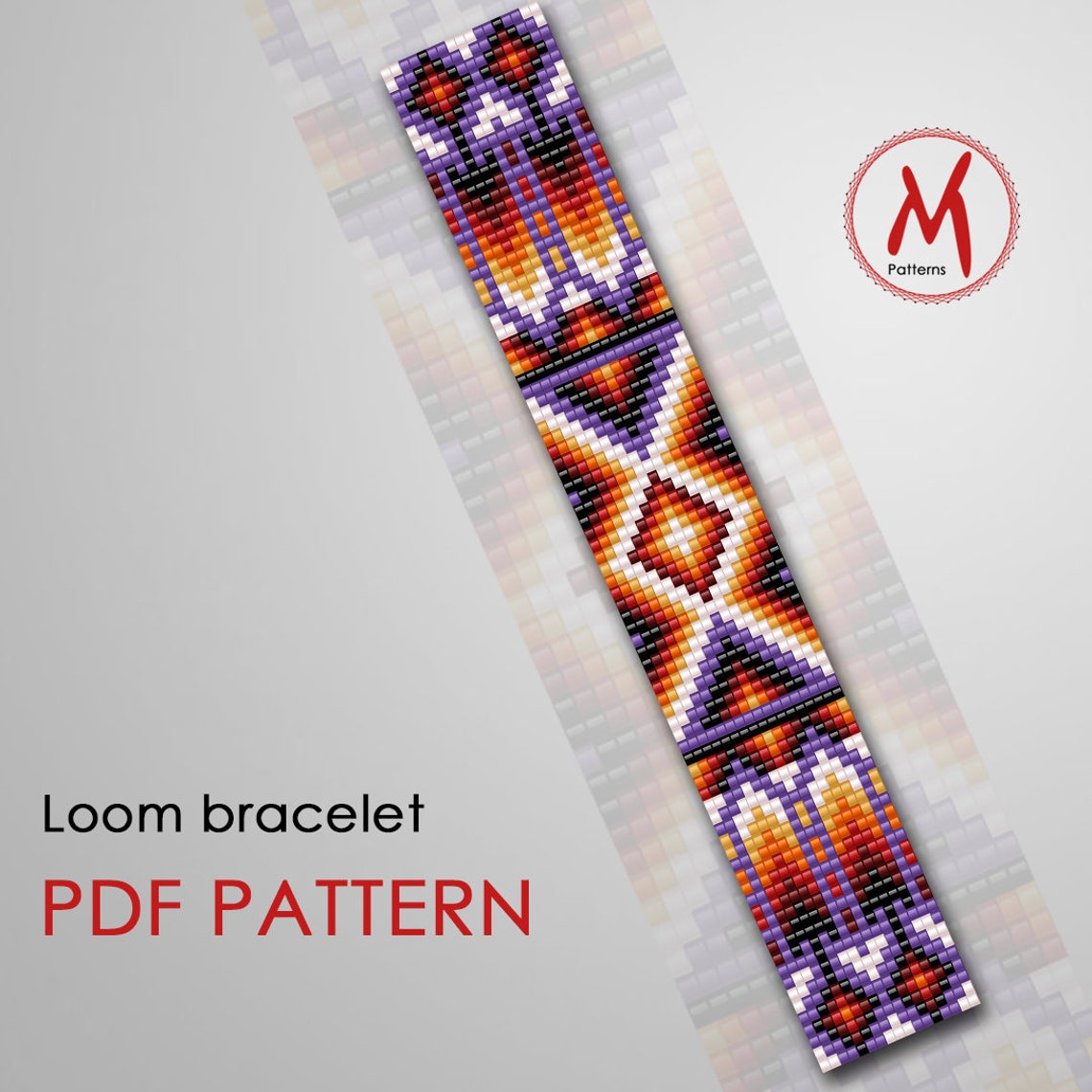 Purple Native Loom Bead Pattern for Bracelet Ethnic - Etsy