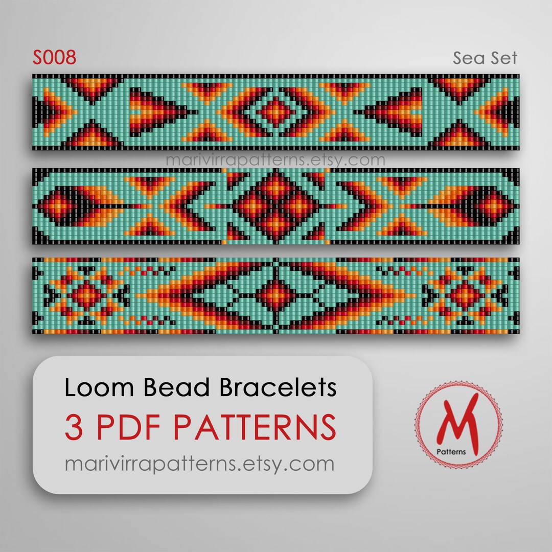 Sea Set Loom Bead Patterns for Bracelets - Set of 3 Pattern, Native ...