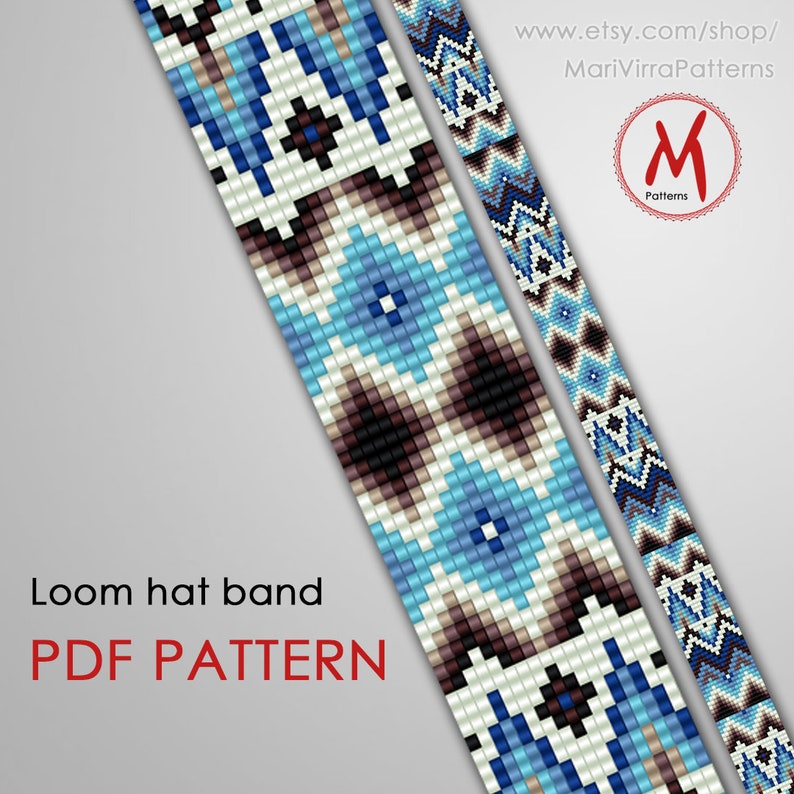 Matte Square Loom Bead Pattern for Hat Band Loomed Stitch - Etsy