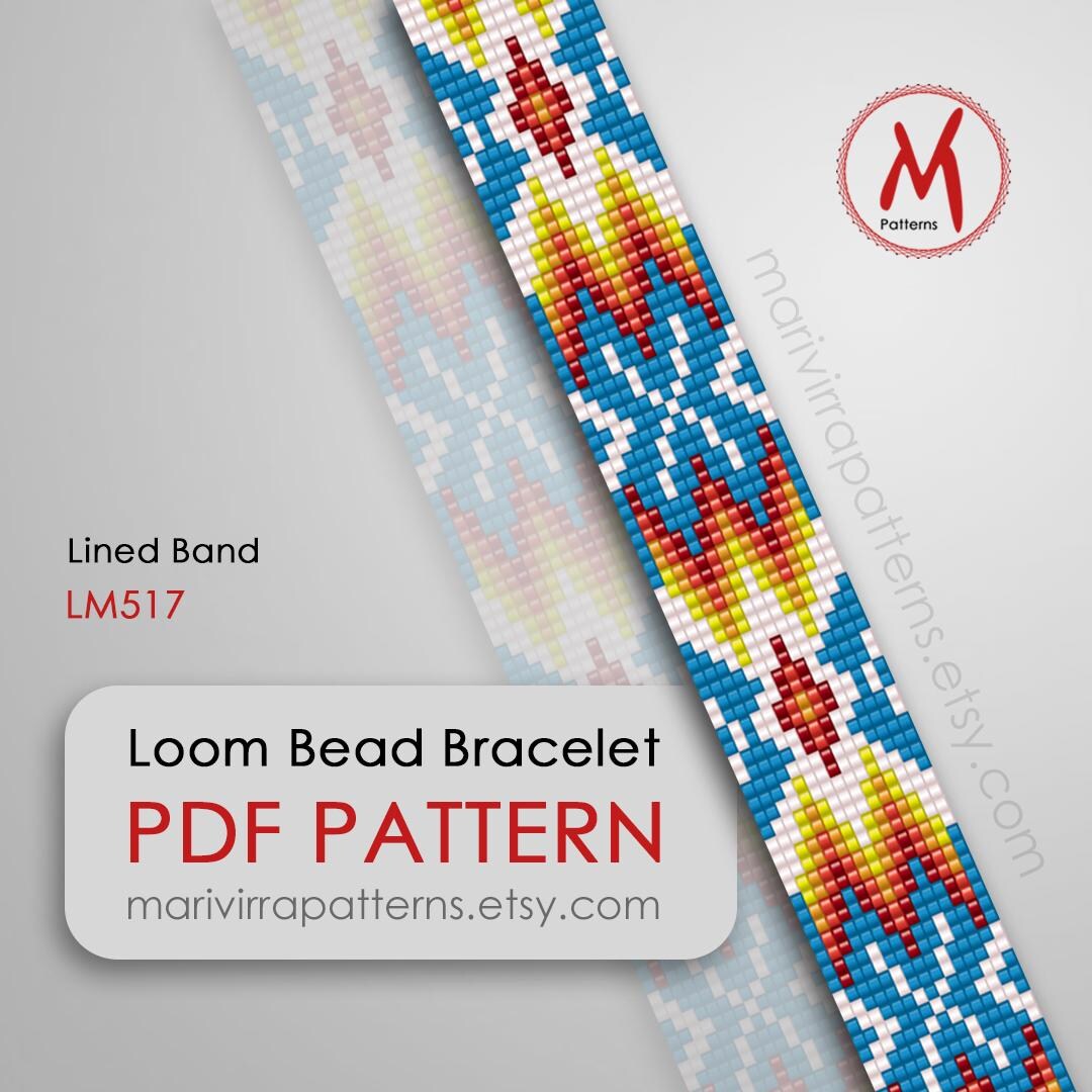 Lined Band Loom Bead Pattern for Bracelet - Hat Band Idea, Native ...