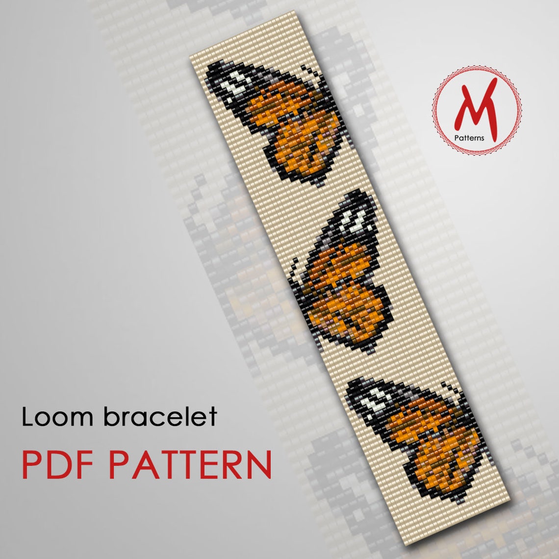 Orange Butterfly Loom Bead Pattern for Bracelet Gold Monarch - Etsy
