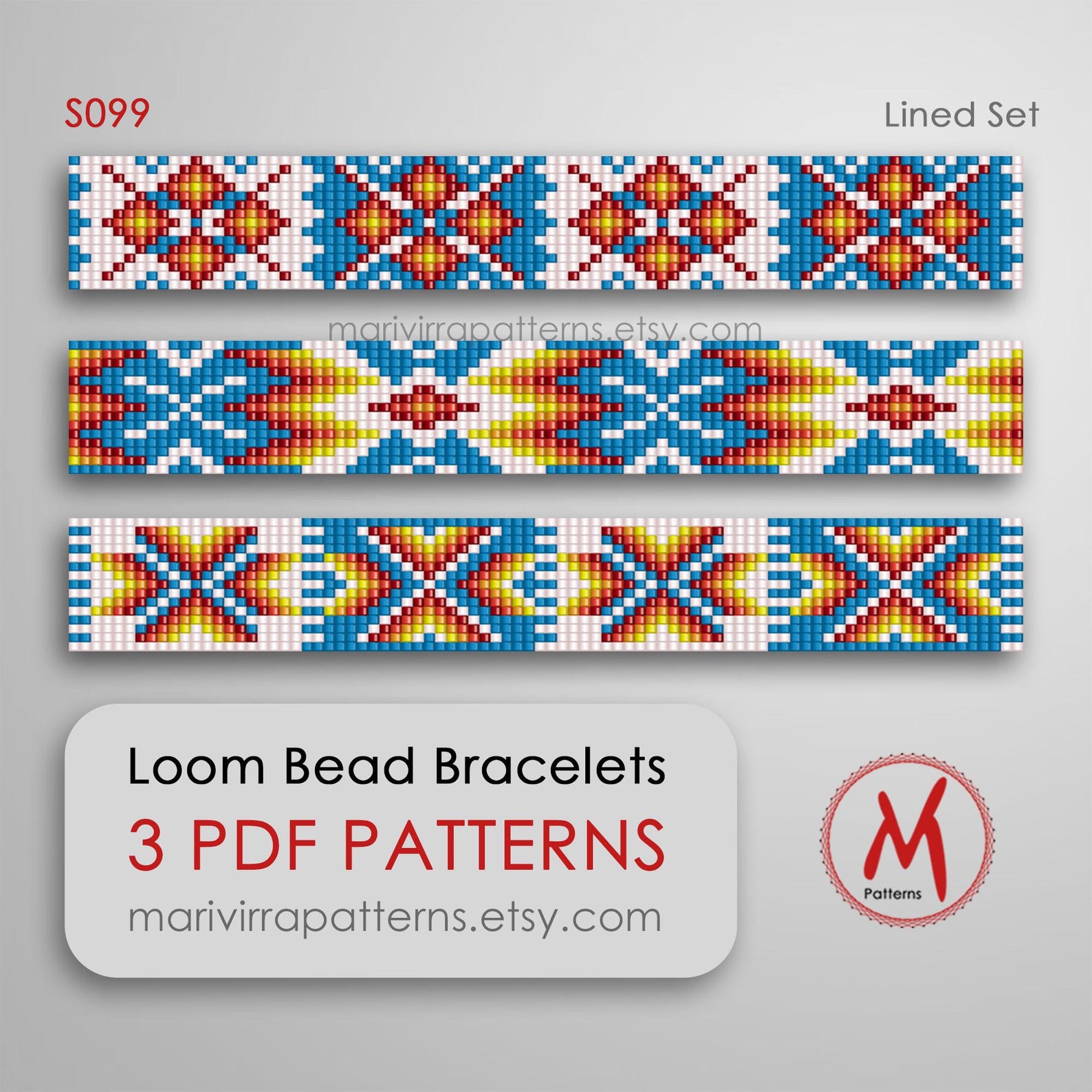 Lined Set Loom Bead Patterns for Bracelets - Set of 3 Pattern, Native ...