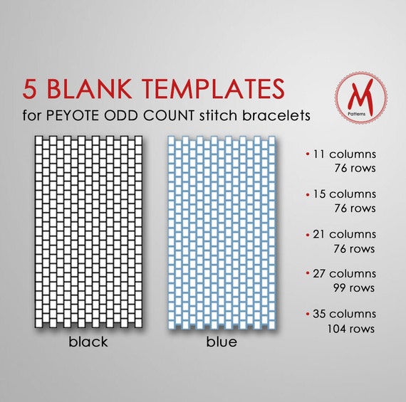 5 Blank Templates for Creating Peyote Odd Count Stitch | Etsy