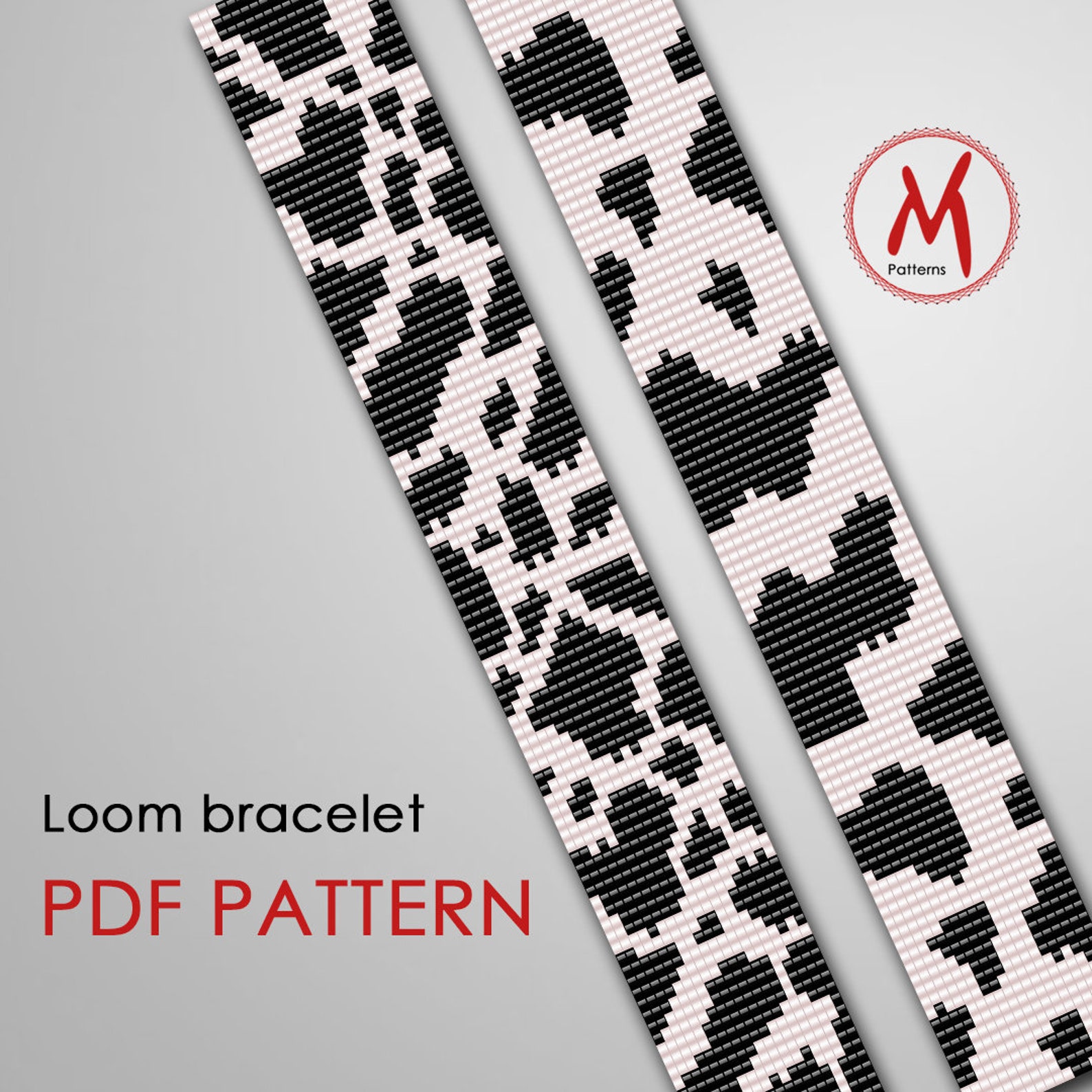 Cow Print Loom Bead Patterns for Bracelets Black and White - Etsy