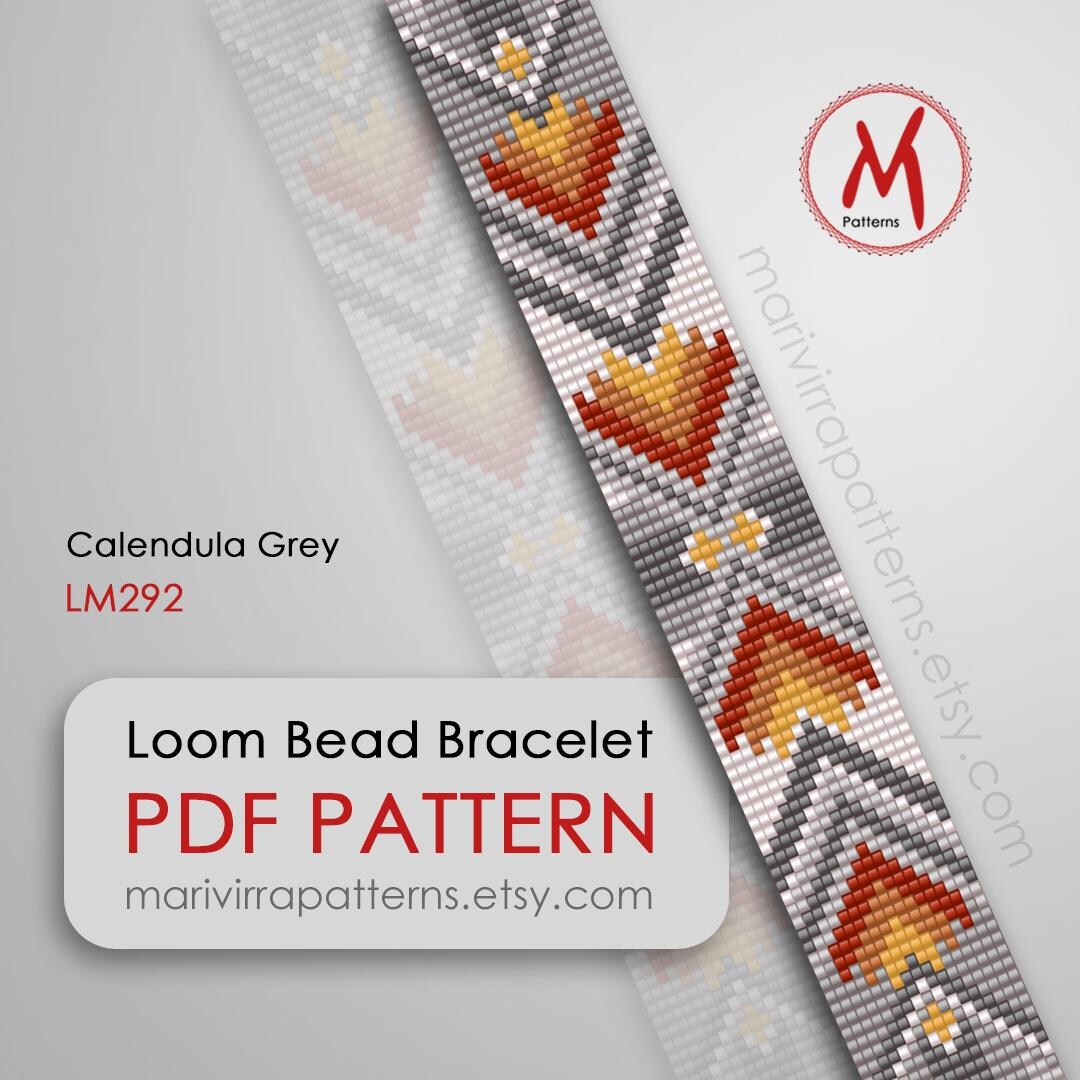 Calendula Grey Loom Pattern for Bracelet - Native Collection, Ethnic ...