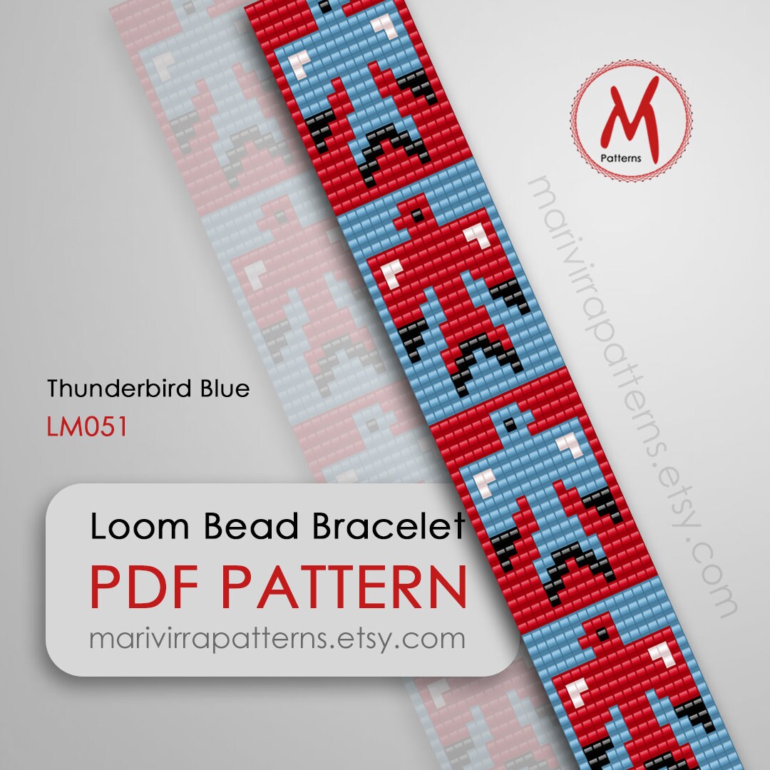Thunderbird Blue Loom Bead Pattern for Bracelet - Native Inspired Bird ...