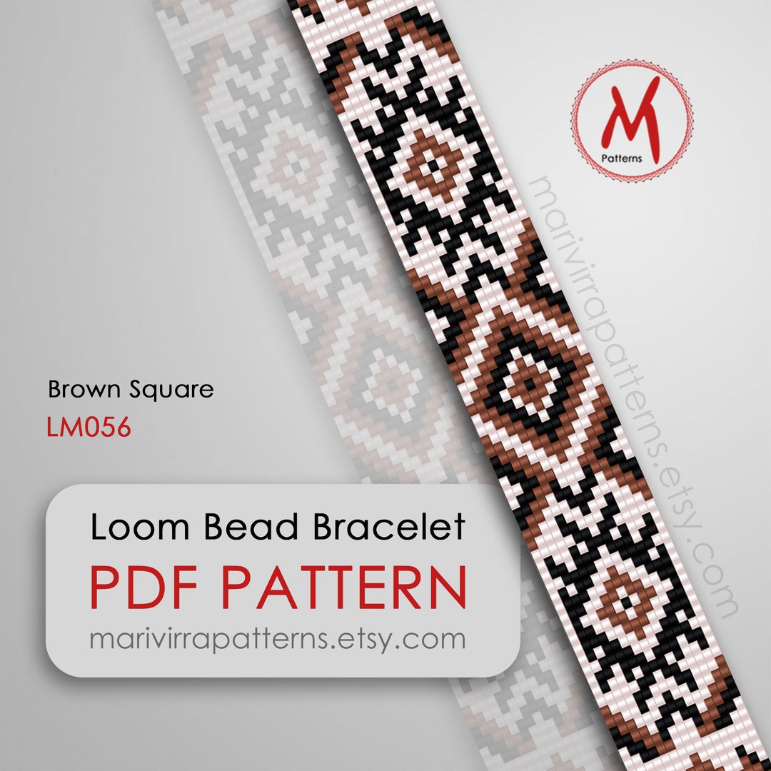 Brown Square Loom Bead Pattern for Bracelet - Native Inspired, Cowboy ...