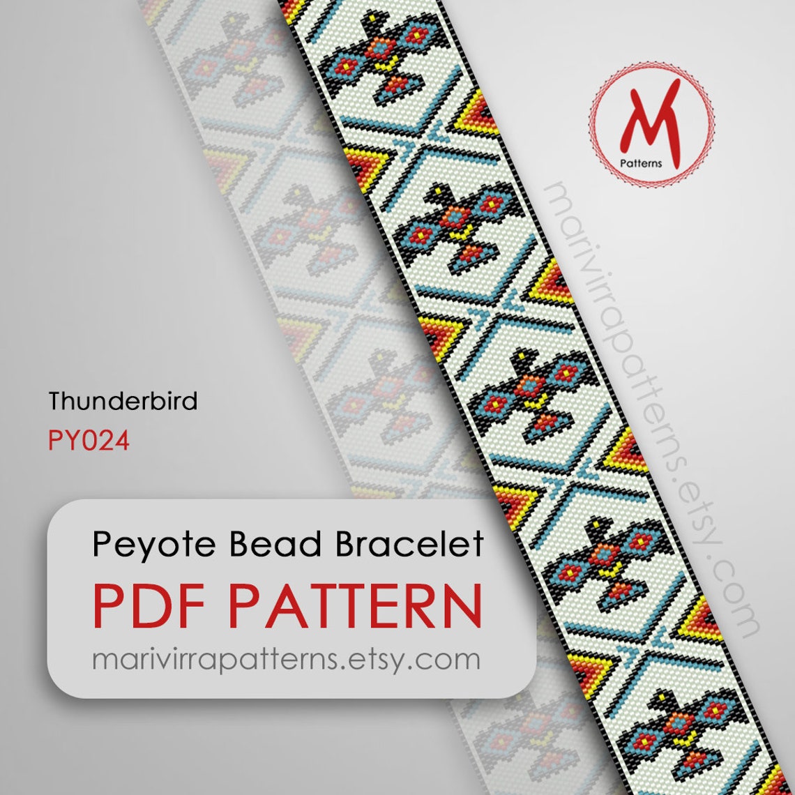 Thunderbird Peyote Bead Pattern for Bracelet - Native Inspired ...