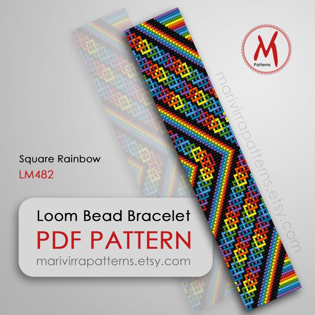 Square Rainbow Loom Bead Pattern for Bracelet, Rainbow Pattern, Loom ...