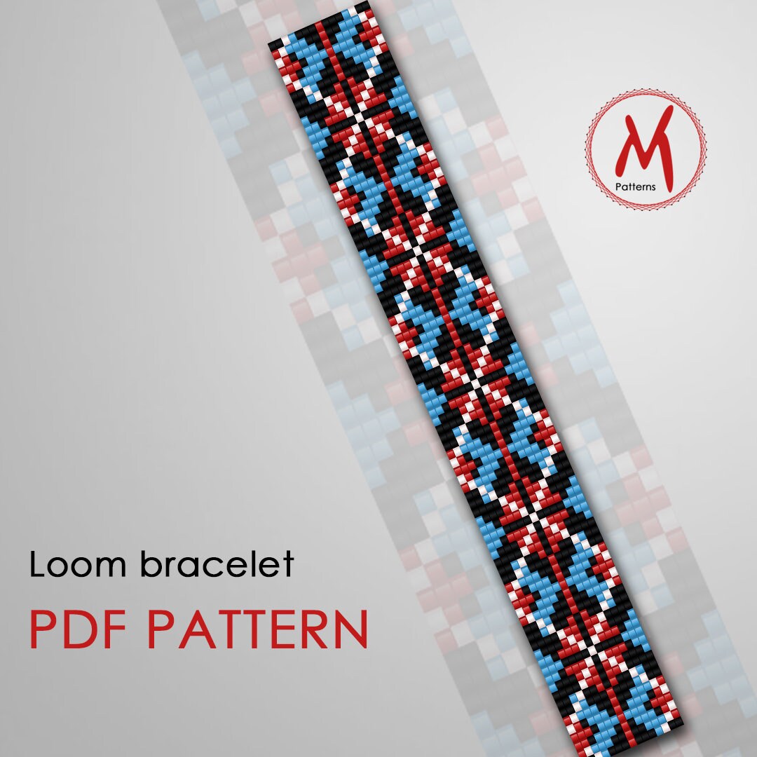 Square Blue Loom Bead Pattern for Bracelet Native Inspired - Etsy