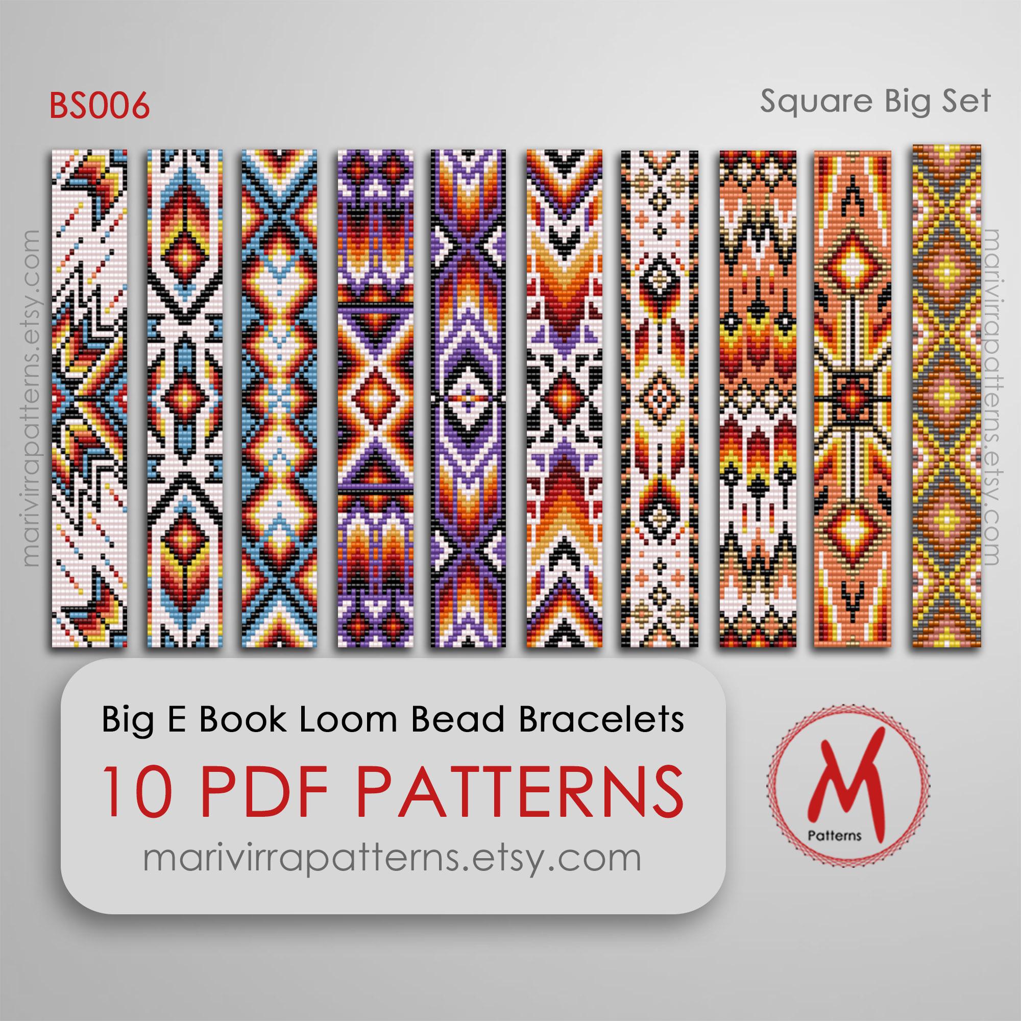 Square Big Set Loom Bead Patterns for Bracelets, 10 Patterns, Loomed ...