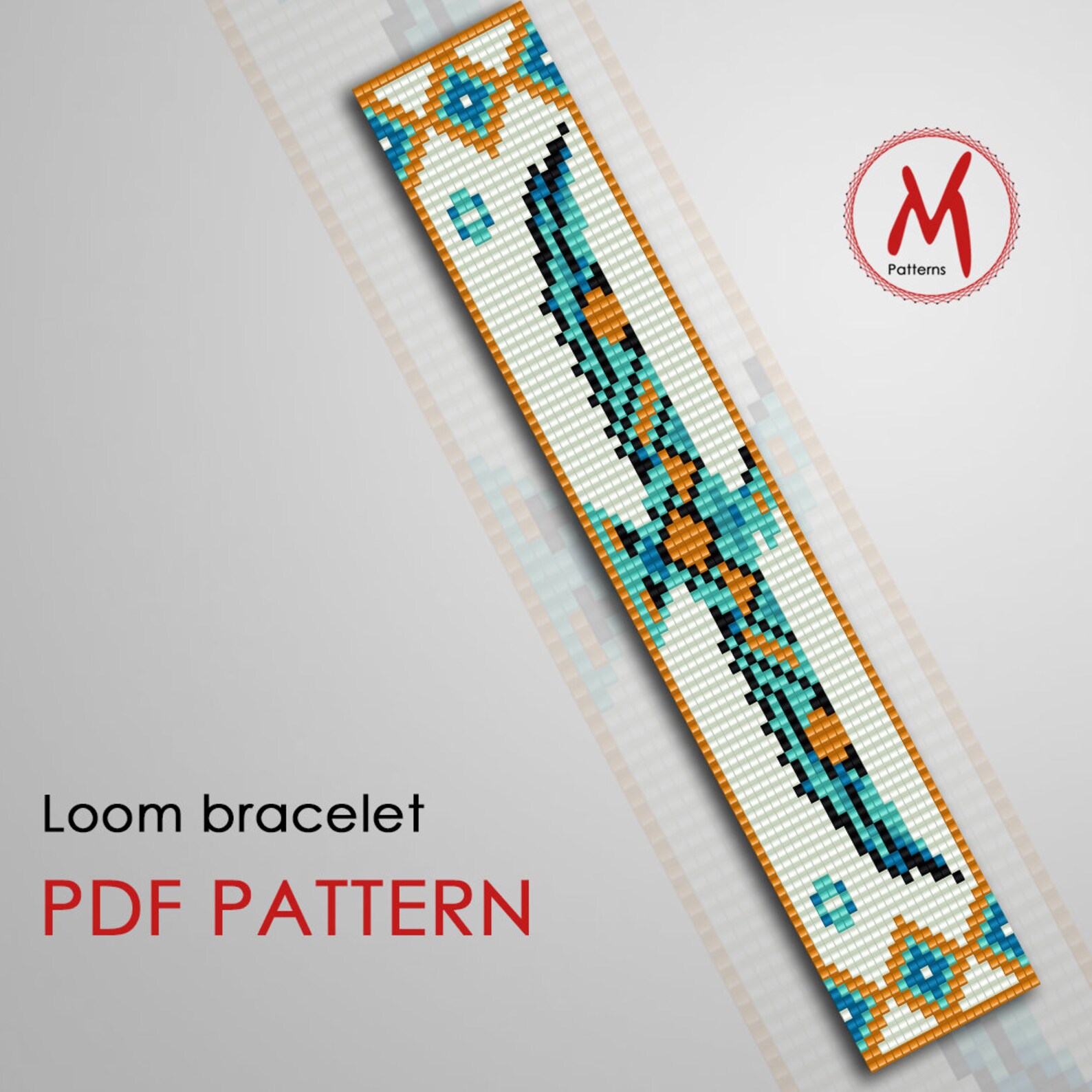 Turquoise Thunderbird Loom Bead Pattern for Bracelet Native - Etsy