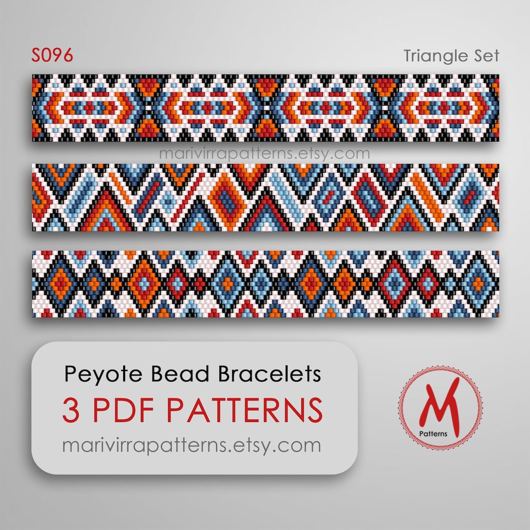 Triangle Set Peyote Bead Pattern for Bracelet - Red to Blue, Modern ...