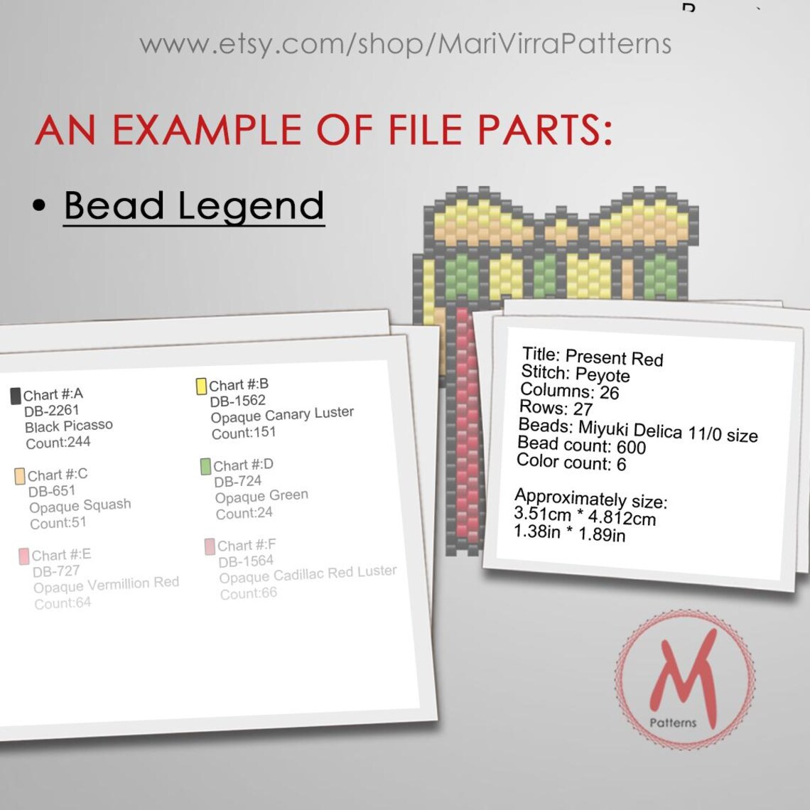 Gift Present Boxes Set of 3 Peyote Bead Patterns for Miniature or ...