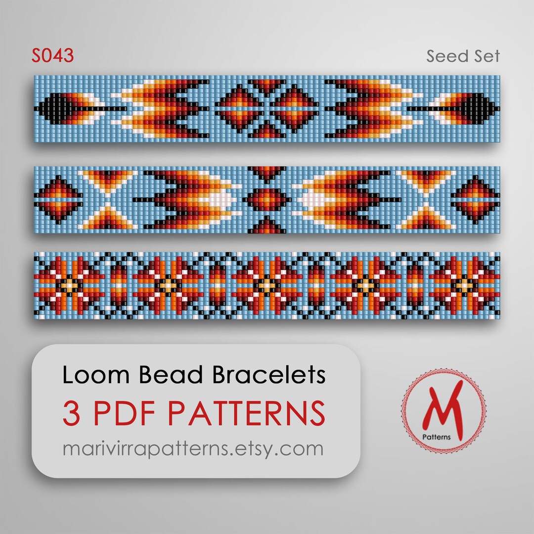 Seed Loom Bead Patterns for Bracelets - Set of 3 Pattern, Native ...