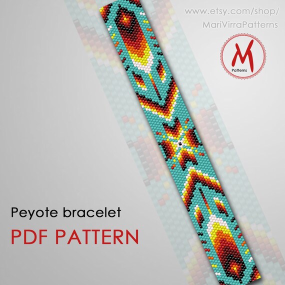 Colorful Indian Peyote Bead Pattern for Bracelet Native - Etsy