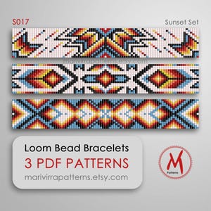 Square Big Set Loom Bead Patterns for Bracelets, 10 Patterns, Loomed ...