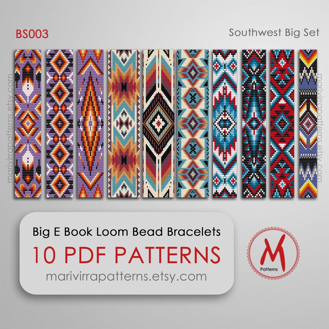 Southwest Big Set Loom Bead Patterns for Bracelets - Set of 10 Patterns ...