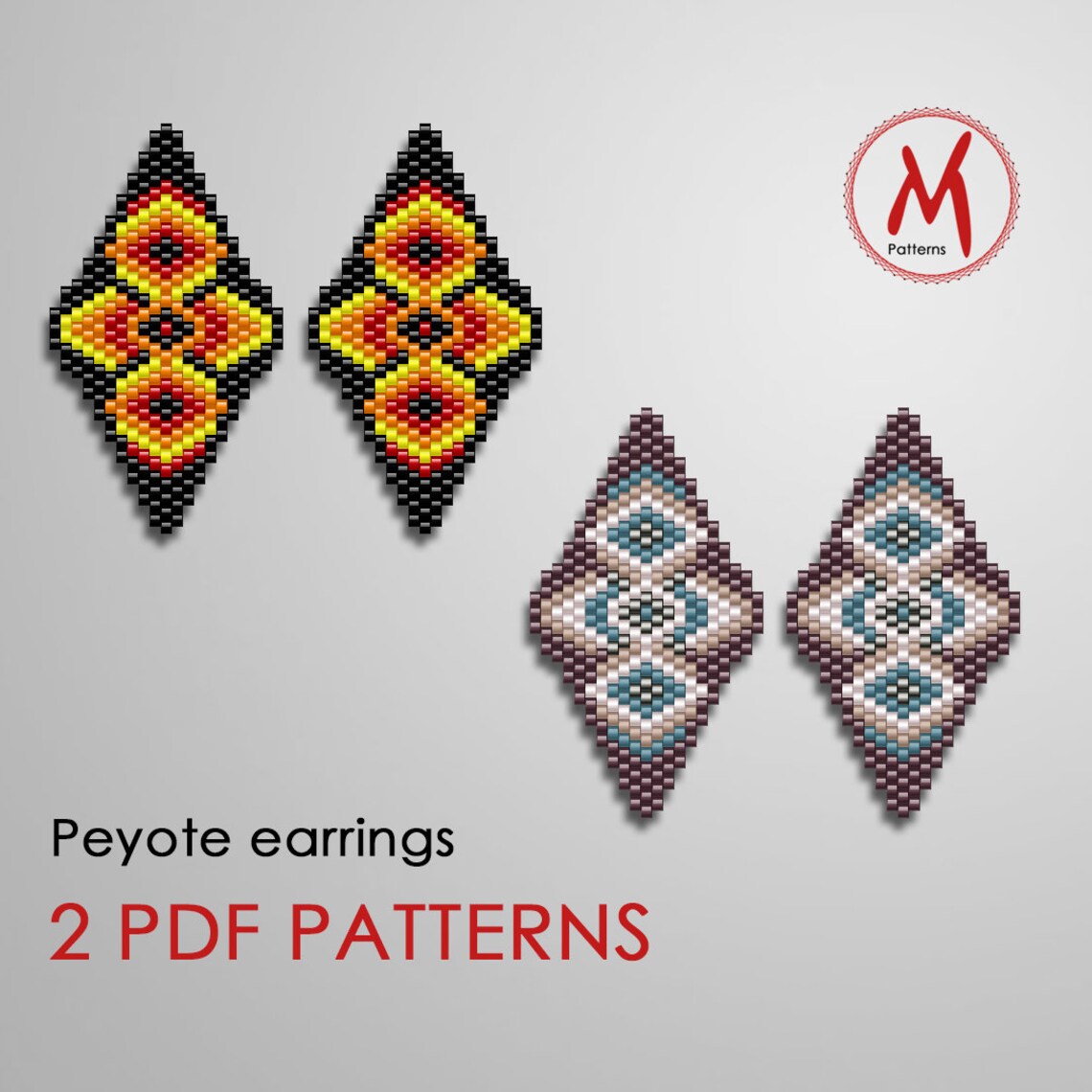 Peyote bead pattern for earrings 2 Floral earring | Etsy