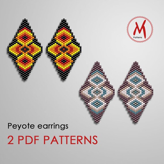 Peyote bead pattern for earrings 2 Floral earring | Etsy