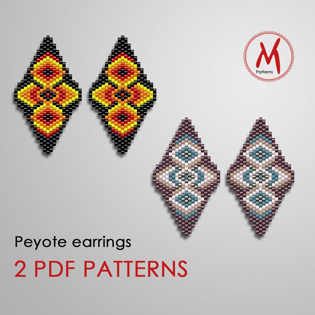 Peyote bead pattern for earrings 2 Floral earring | Etsy