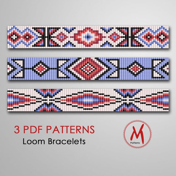 Lines Loom Bead Patterns for Bracelets Set of 3 Pattern - Etsy