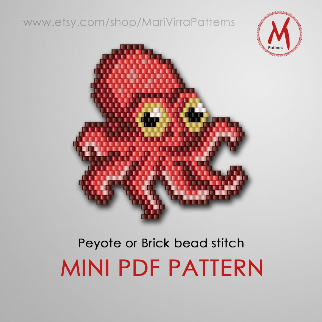 Octopus Red Brick Bead Pattern for Earrings or Brooch Pin - Diy ...