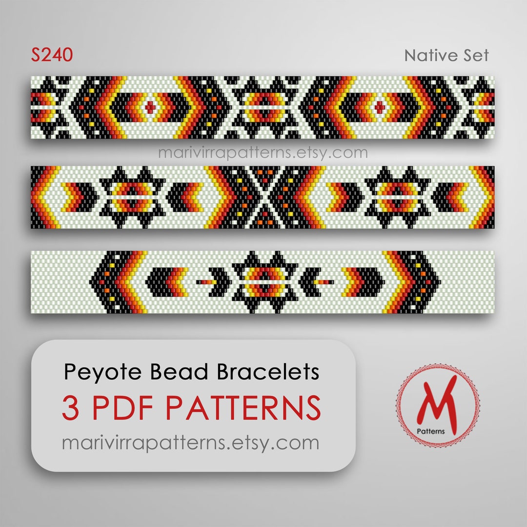 Native Peyote Bead Patterns for Bracelets - Set of 3 Patterns, Inspired ...