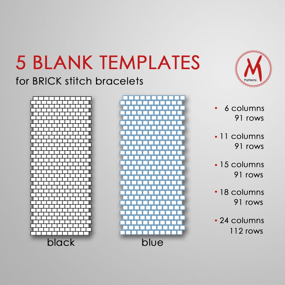 5 Blank Templates for Creating Brick Stitch Bracelets - Empty Bricked ...