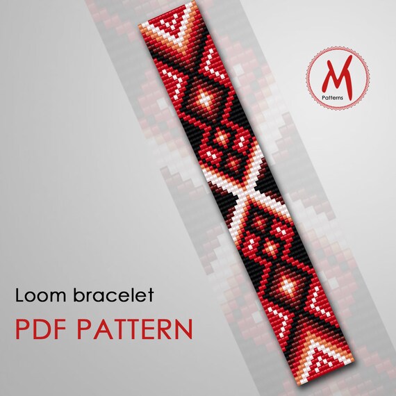 Red Lines Bead Pattern for Bracelet Native Inspired Loomed - Etsy