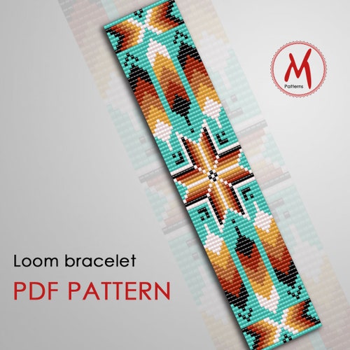 Turquoise Aztec Design Loom Bead Pattern for Bracelet Native - Etsy