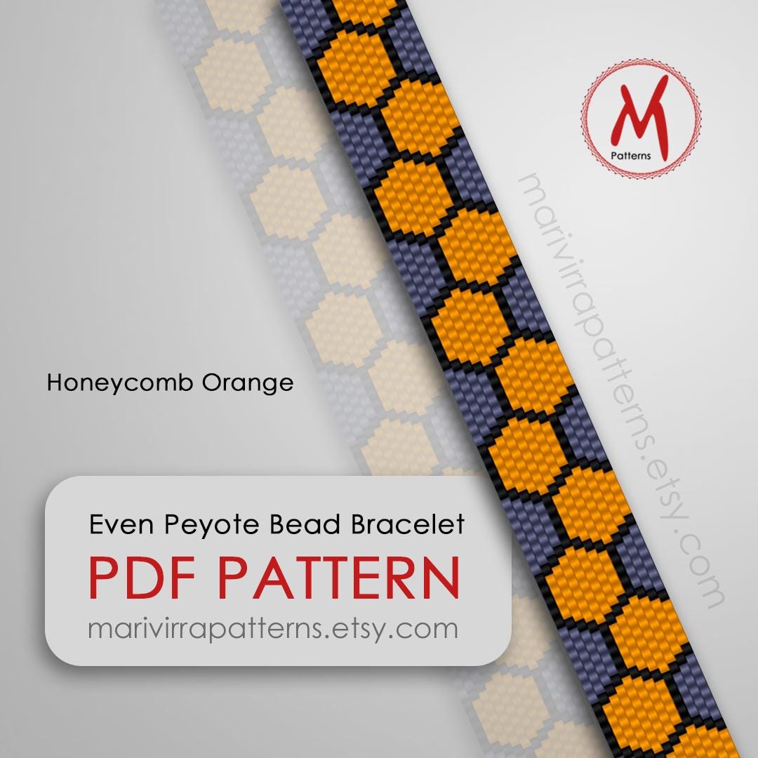 Honeycomb Set of 4 Even Peyote Patterns - Skinny Bracelet for Beginners ...
