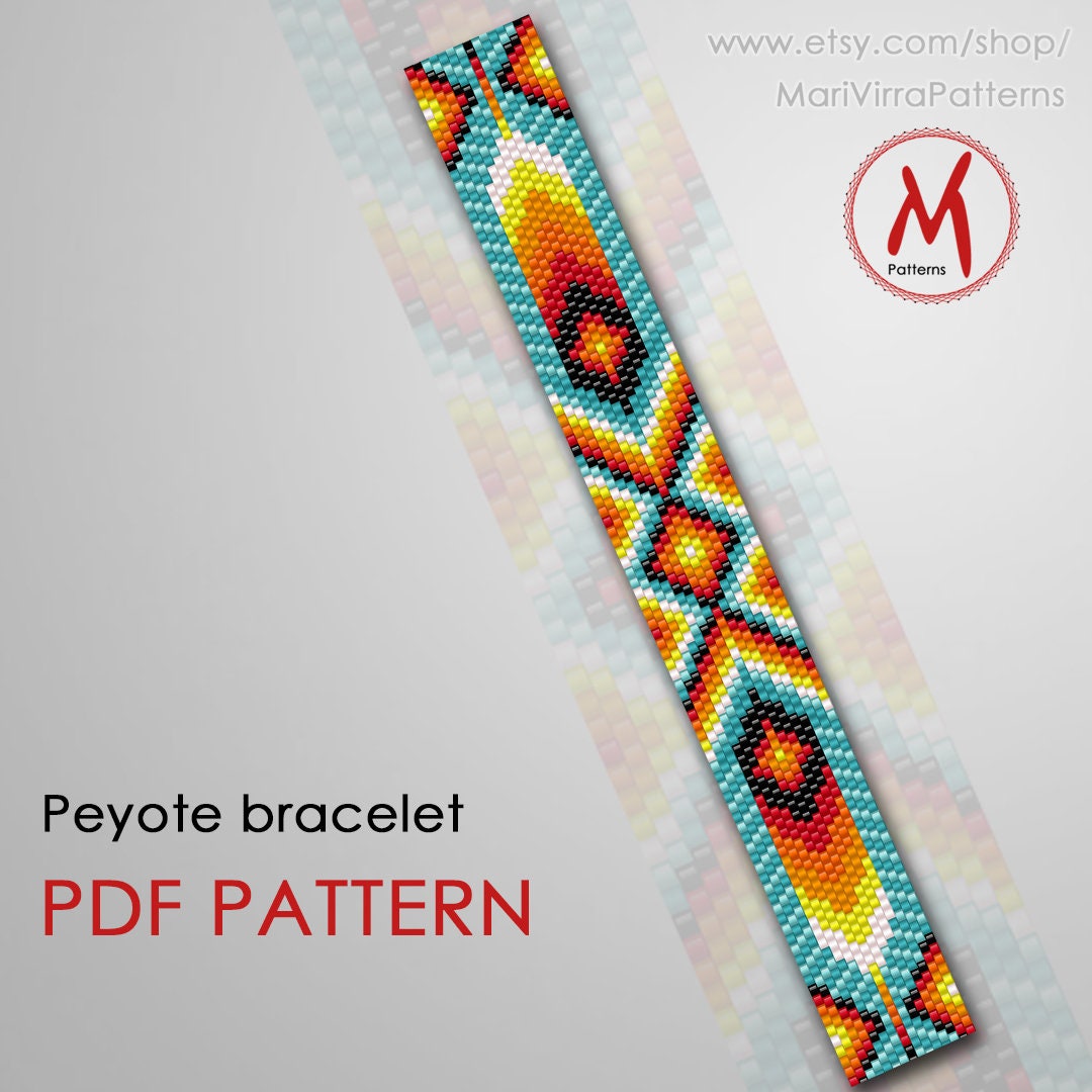 Feathers Two Peyote Bead Pattern for Bracelet Turquoise - Etsy