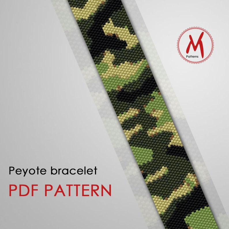 Khaki Print Peyote Bead Pattern for Bracelet Odd Count Army - Etsy
